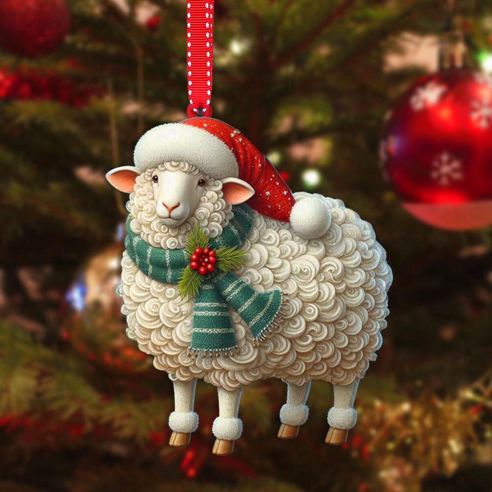 Sheep Christmas Ornament, Sheep Christmas Tree Decor, Sheep Xmas Ornament, Christmas Gift, Gift ...