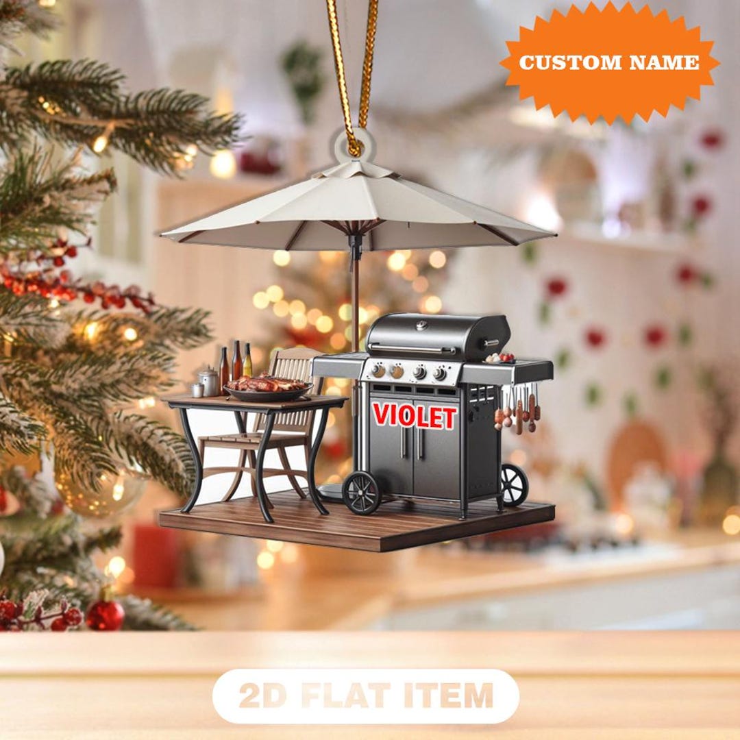 Personalized BBQ Grill Hanging Ornament, Barbecue Smoker Ornament, BBQ ...