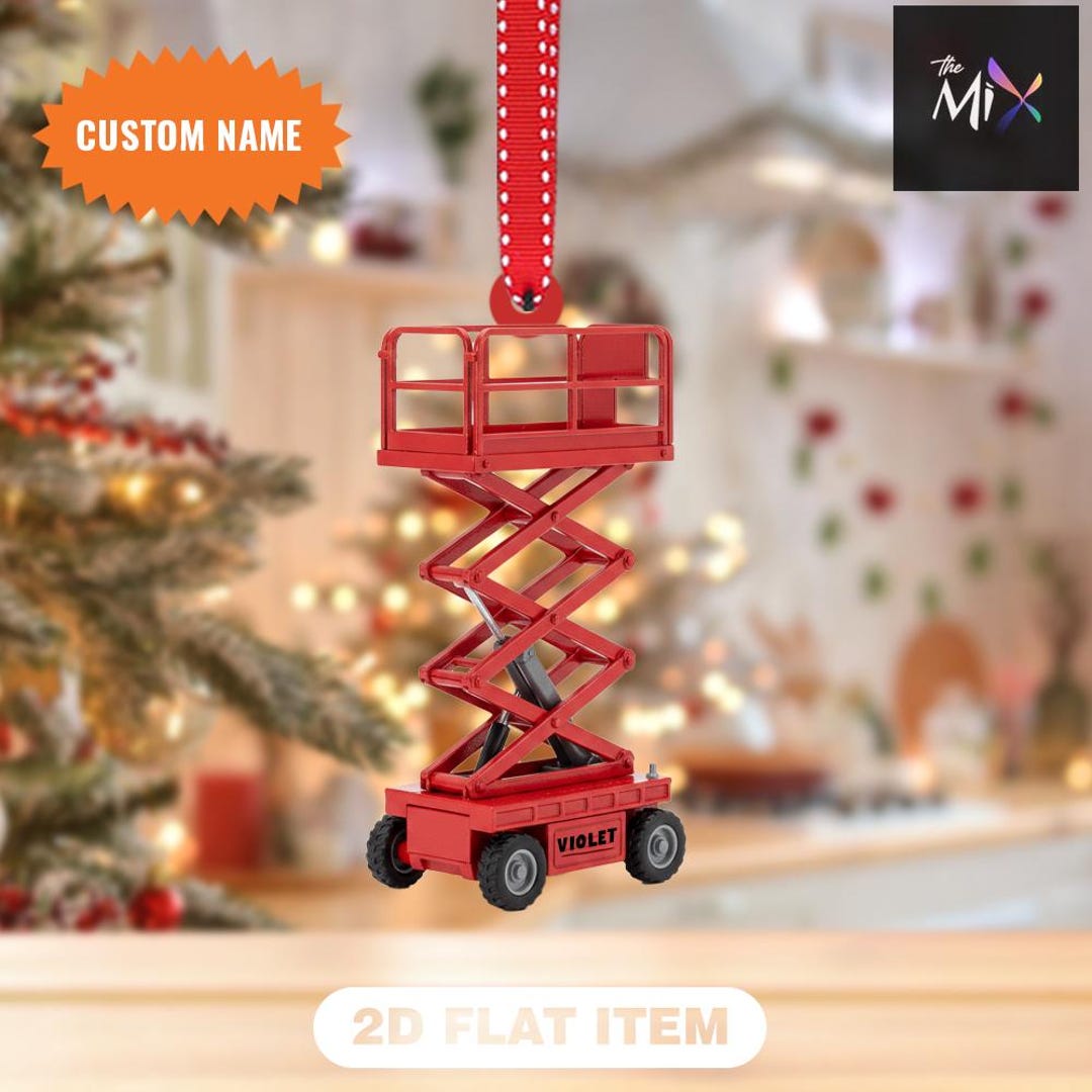 Personalized Scissor Lift Ornament, Construction Equipment Christmas ...