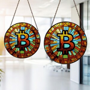 Bitcoin Stained Glass Suncatcher, Crypto Home Decor - Etsy
