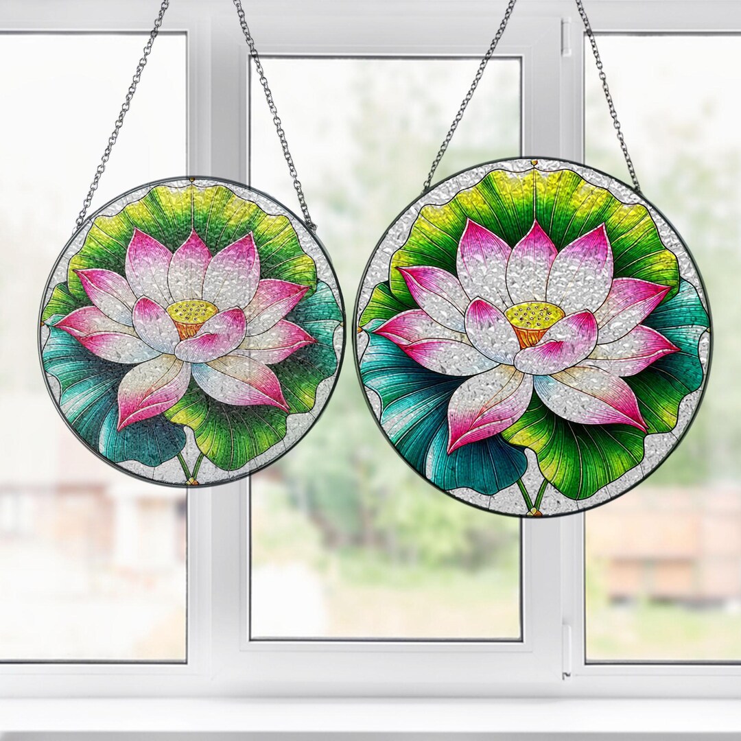 Lotus Stained Glass Window Hanging, Lotus Suncatcher, Lotus Lovers Gift ...