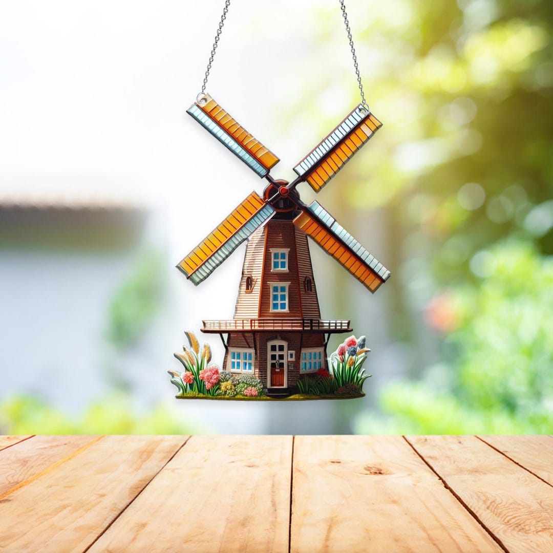 Windmill Acrylic Window Hanging, Windmill Home Decor, Gift for Windmill ...