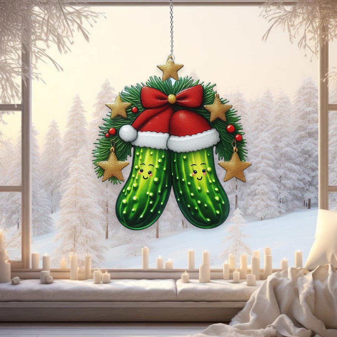 Cucumber Acrylic Window Hanging, Cucumber Window Decor, Christmas Home ...