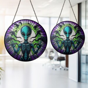 Alien Stained Glass Acrylic Window Hanging, Alien Suncatcher, House ...