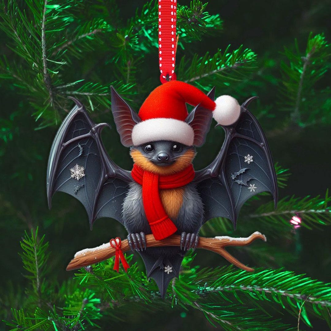 Bat Christmas Ornament, Funny Bat Christmas Decor, Bat Xmas 2024 ...