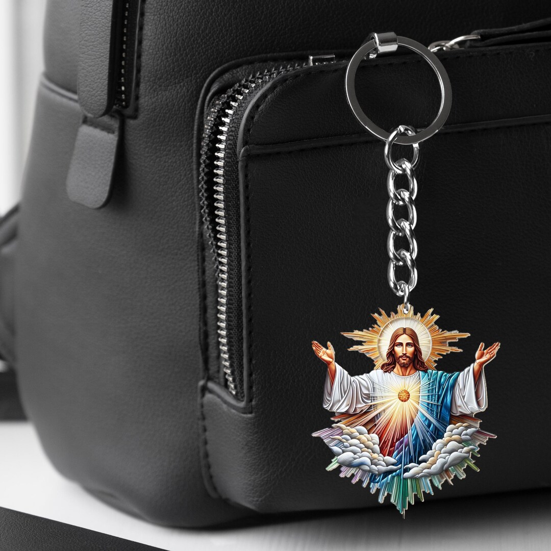 Jesus Acrylic Keychain, Jesus Keychain Accessory, Jesus Gift, Keychain ...
