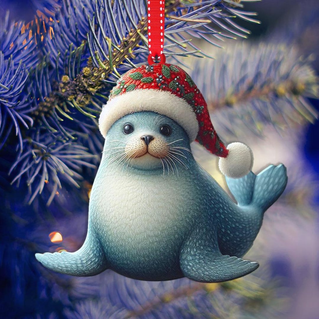Seal Christmas Ornament, Seal Christmas Tree Decor, Xmas Ornament ...