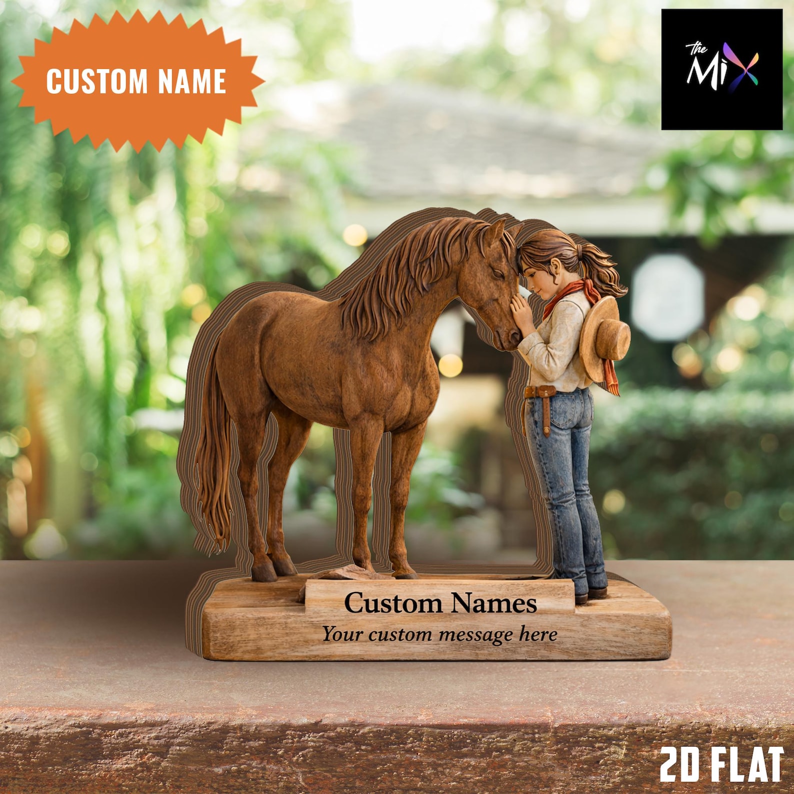 Personalized Horse Girl Wooden Block, Custom Name Decor, Girl and ...