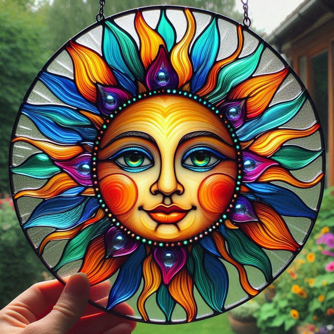 The Sun God Window Hanging, the Sun God Stained Glass Window Hanging ...