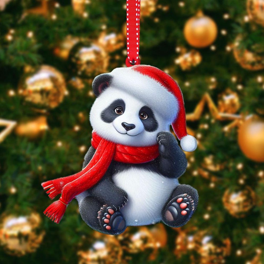 Panda Christmas Ornament, Cute Panda Christmas Tree Decor, Xmas ...