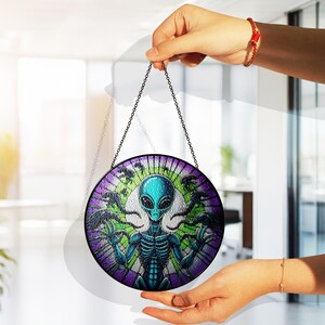 Alien Stained Glass Acrylic Window Hanging, Alien Suncatcher, House ...