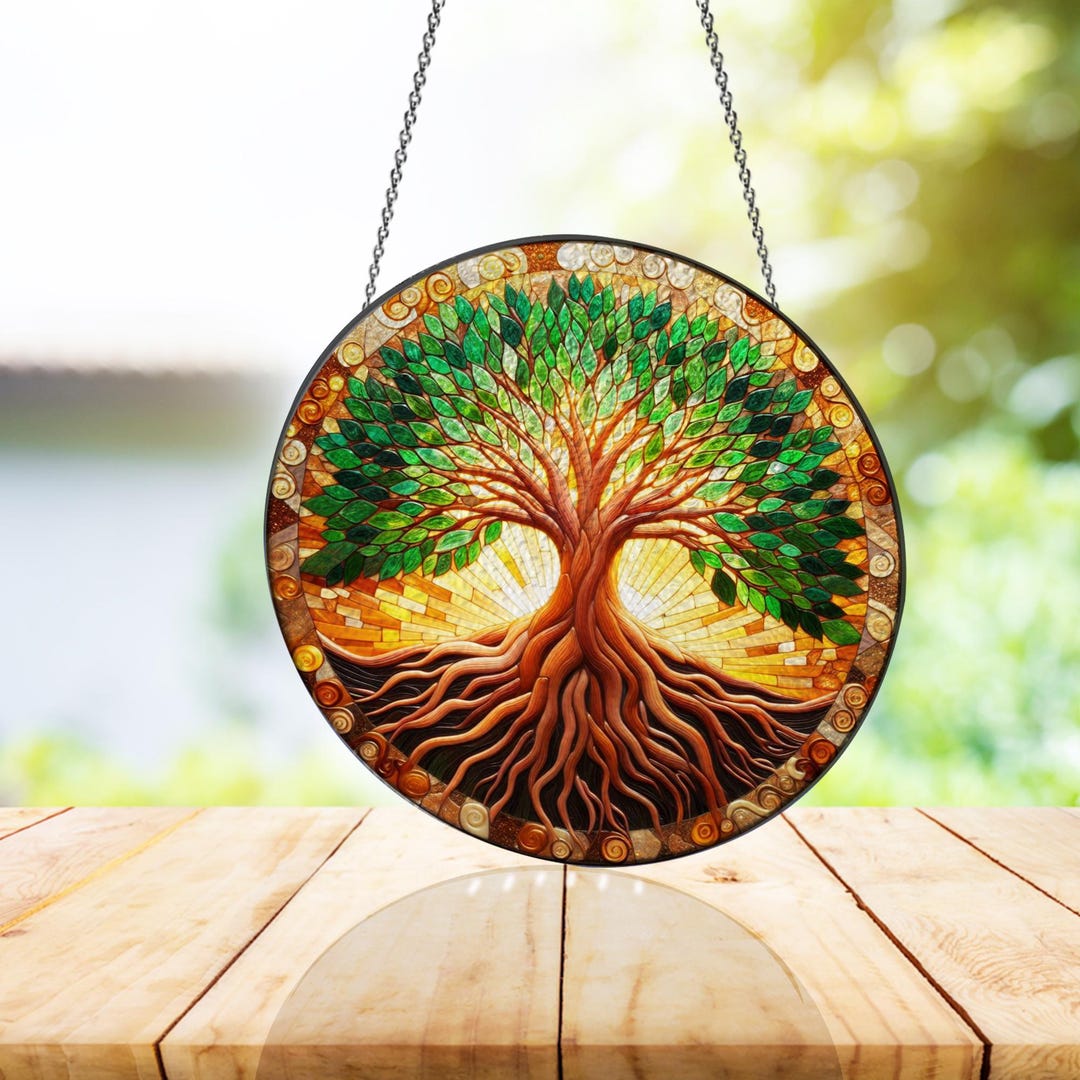 Tree of Life Stained Glass, Tree of Life Window Hanging, Home Decor ...