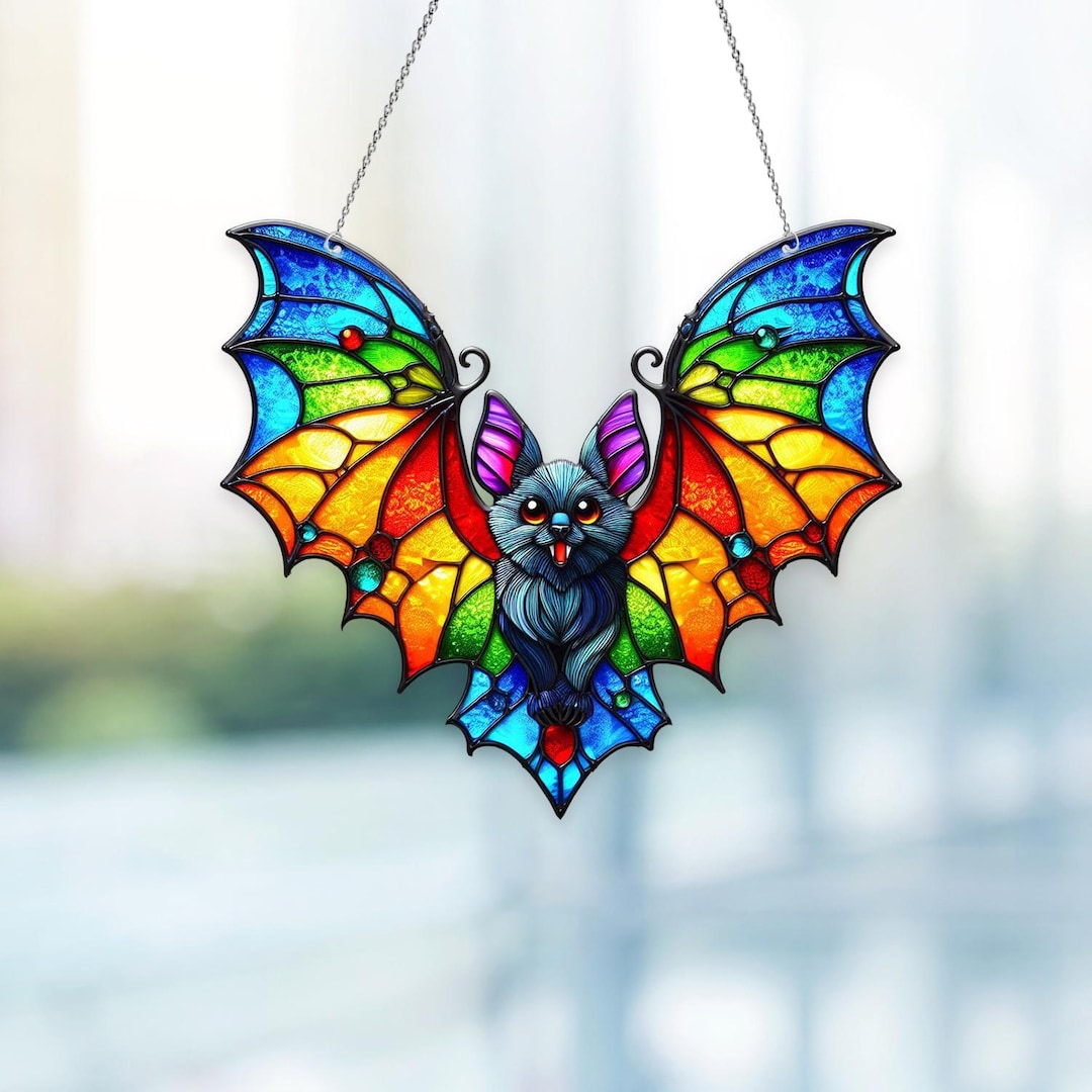 Bat Acrylic Window Hanging, Halloween Bat Window Hanging, Gift for Bat ...