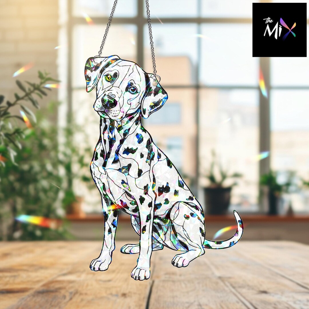 Dalmatian Dog Hologram Suncatcher, Dalmatian Window Hanging Decor, Dog ...