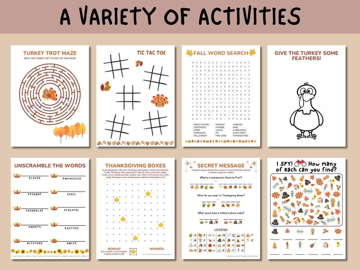 30 Thanksgiving Activity Pages for Kids | Fall Coloring Pages ...