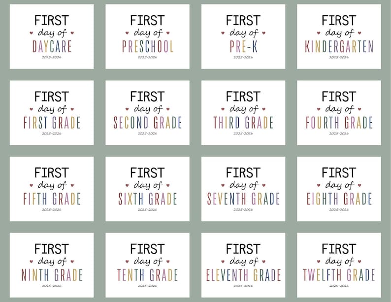 First Day of School Sign 2025-2026: Printable Photo Prop (digital ...
