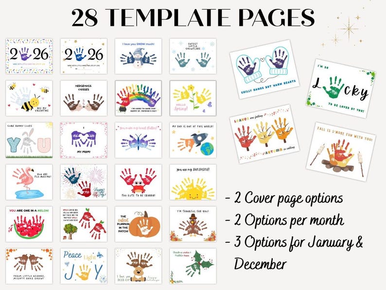 2026 Handprint Calendar Craft | Printable Calendar Keepsake | Handprint ...