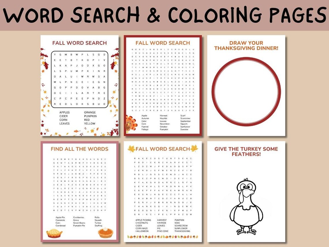 30 Thanksgiving Activity Pages for Kids | Fall Coloring Pages ...