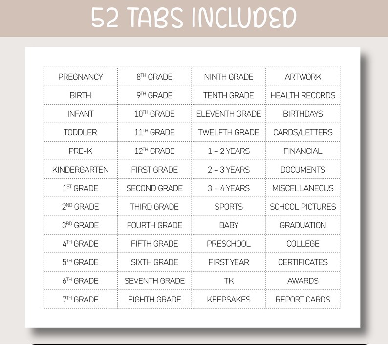 Printable File Tabs for School Box | Memory Box Filing System | DIY Kid ...