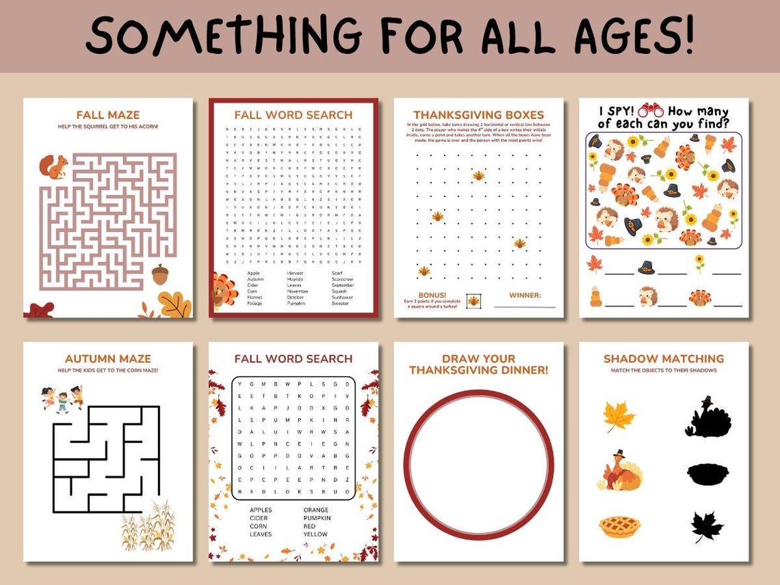 30 Thanksgiving Activity Pages for Kids | Fall Coloring Pages ...