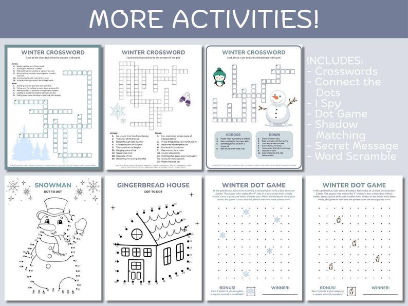 40 Winter Activity Pages | Winter Coloring Pages | Printable Winter ...