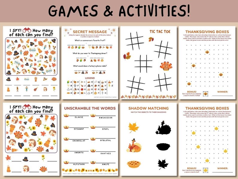 30 Thanksgiving Activity Pages for Kids | Fall Coloring Pages ...