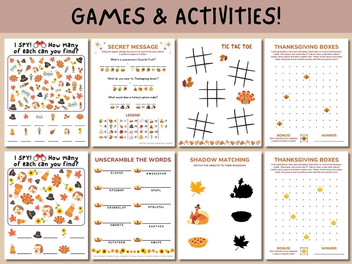 30 Thanksgiving Activity Pages for Kids | Fall Coloring Pages ...