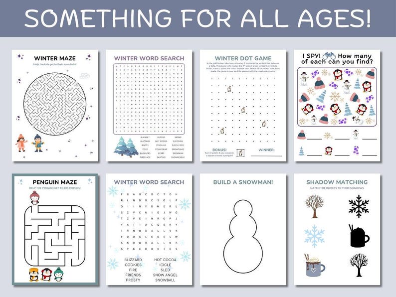 40 Winter Activity Pages | Winter Coloring Pages | Printable Winter ...