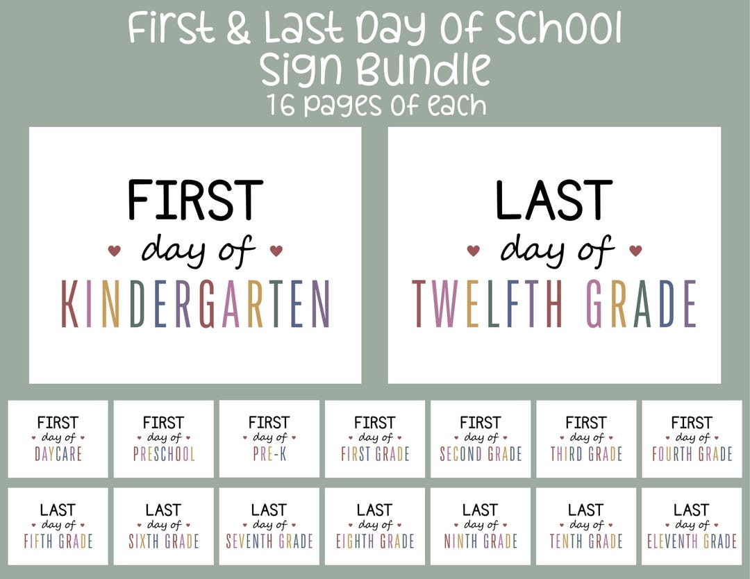 First and Last Day of School Sign Bundle | Printable Back to School ...
