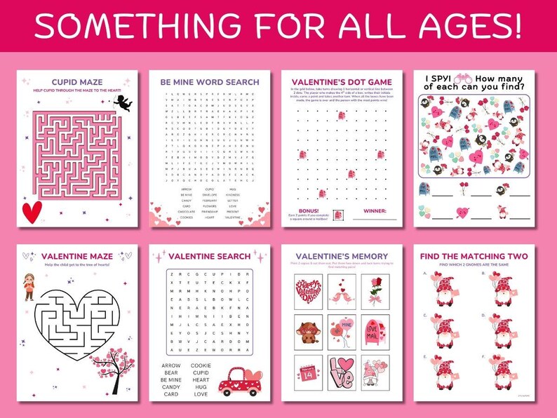 45 Valentine’s Day Activity Pages | Valentine's Game and Worksheet ...