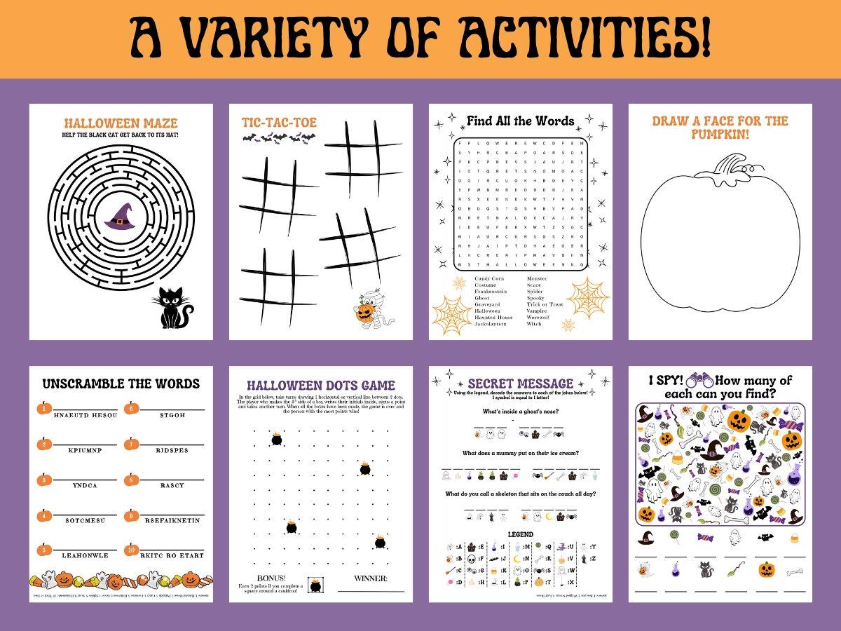 30 Halloween Activity Pages for Kids | Fall Coloring Pages | Halloween ...