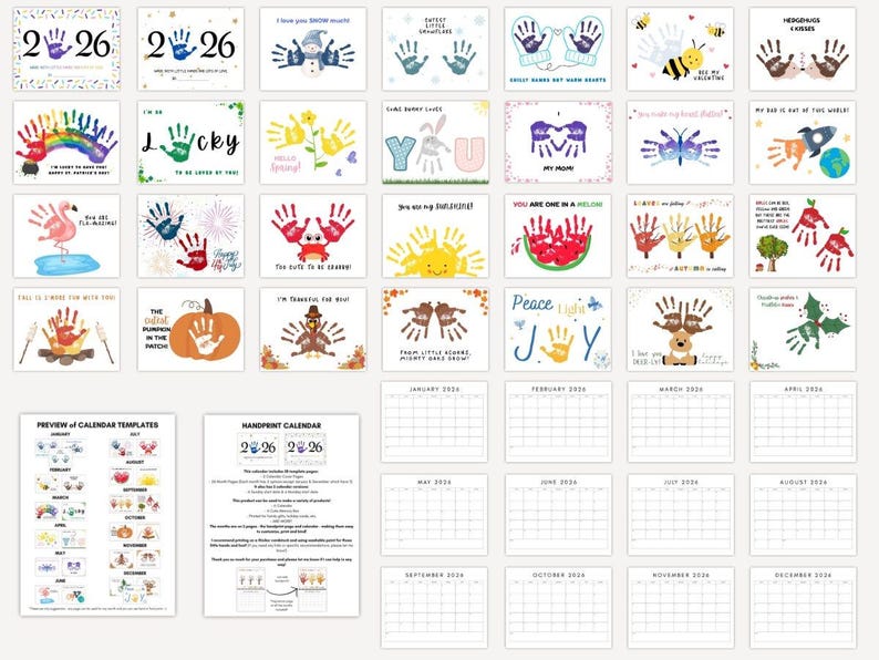 2026 Handprint Calendar Craft | Printable Calendar Keepsake | Handprint ...