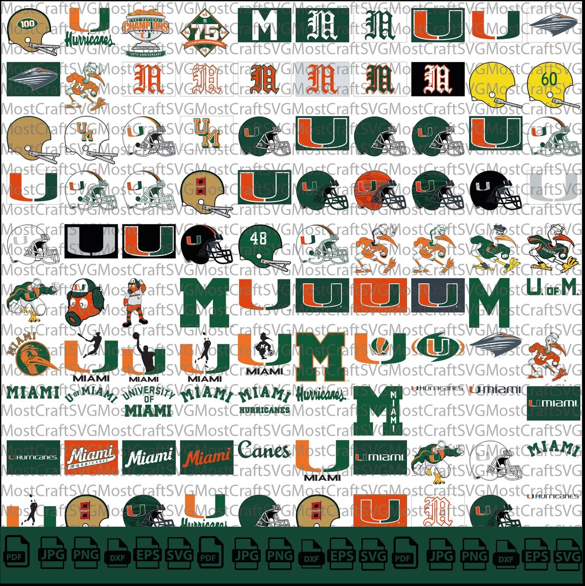 Miami SVG Bundle, Hurricanes Football, SVG Bundle, Cricut, Printable ...