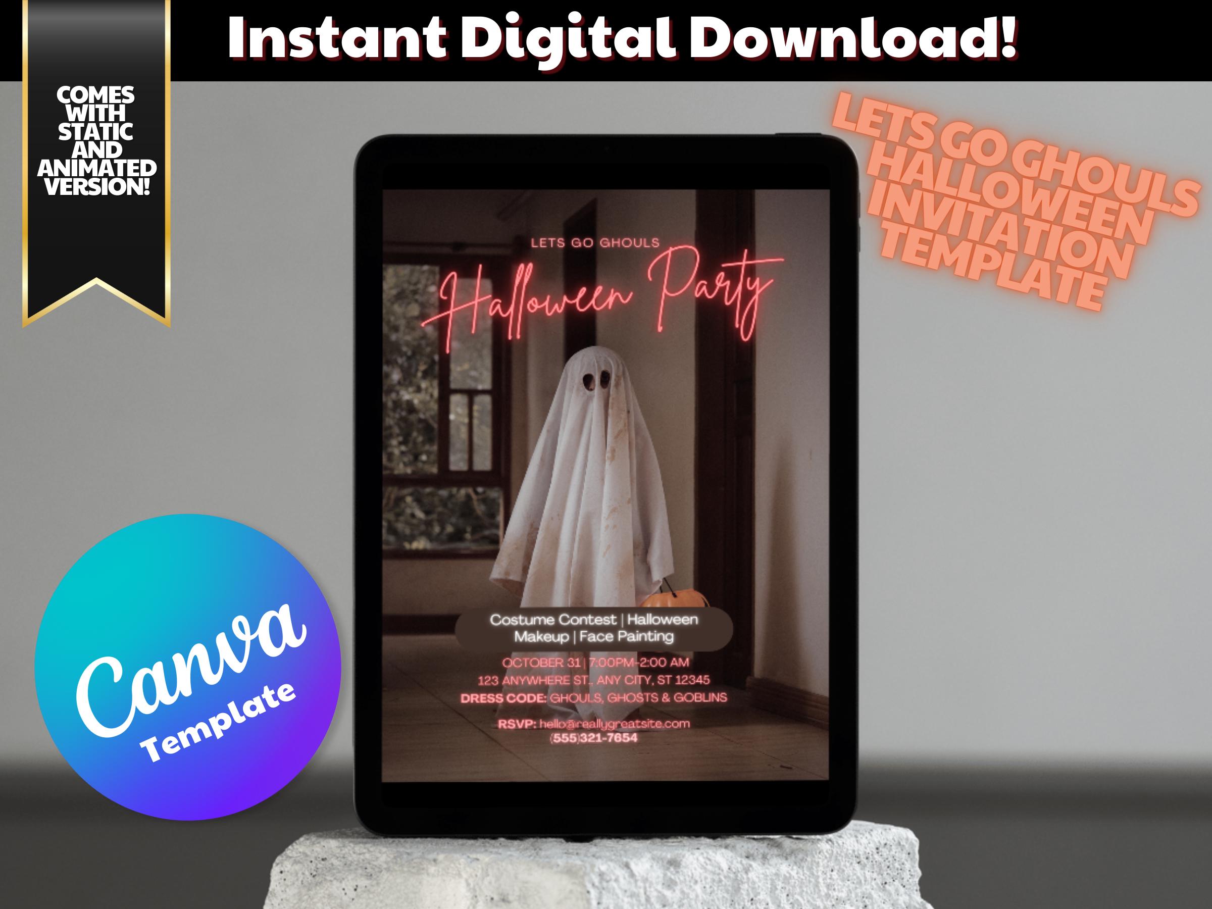 Editable Halloween Party Invitation Template | Cute Ghost Design ...