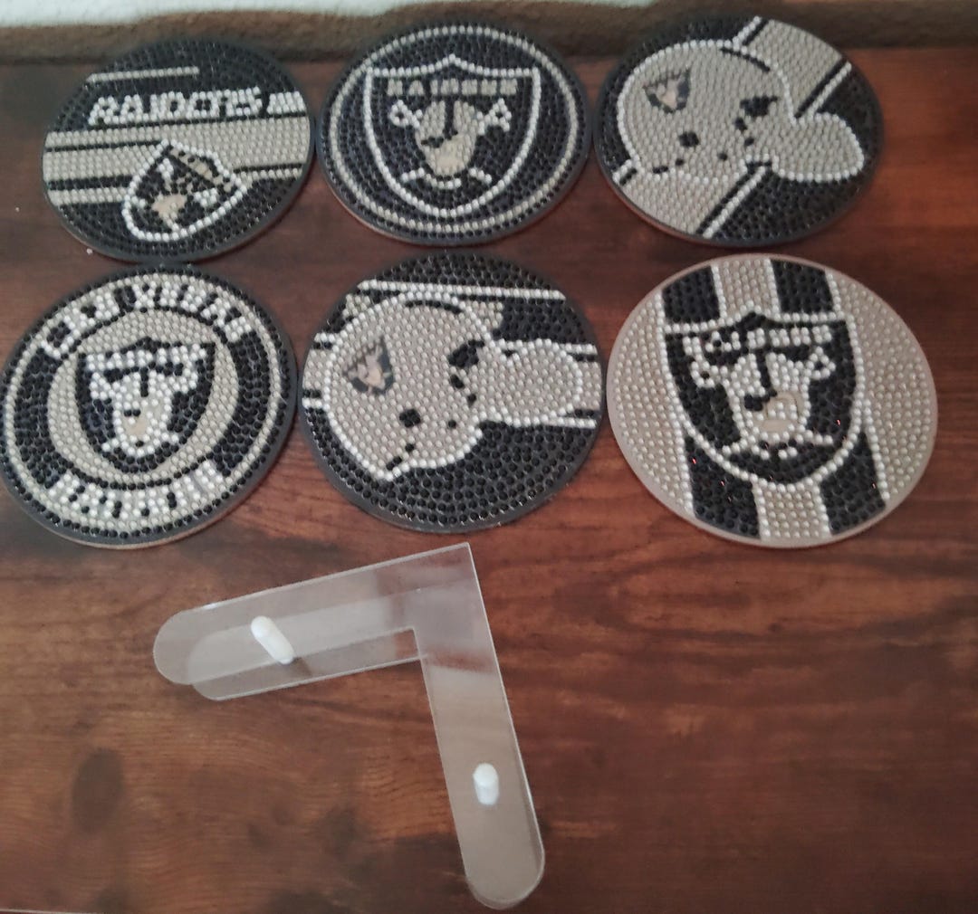 Las Vegas Raiders Coasters: Handmade Diamond Art, Set of 6 - Etsy