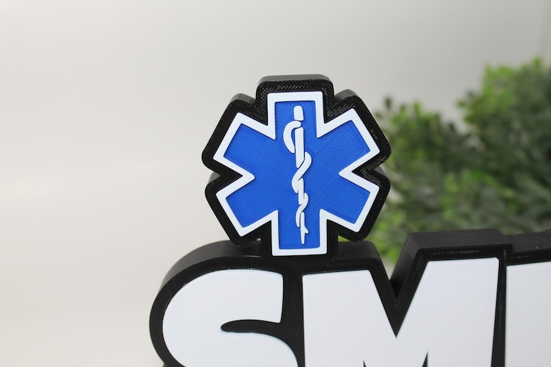 Personalized EMT Sign: 3D Printed Star of Life - Custom Name Plate Ems ...