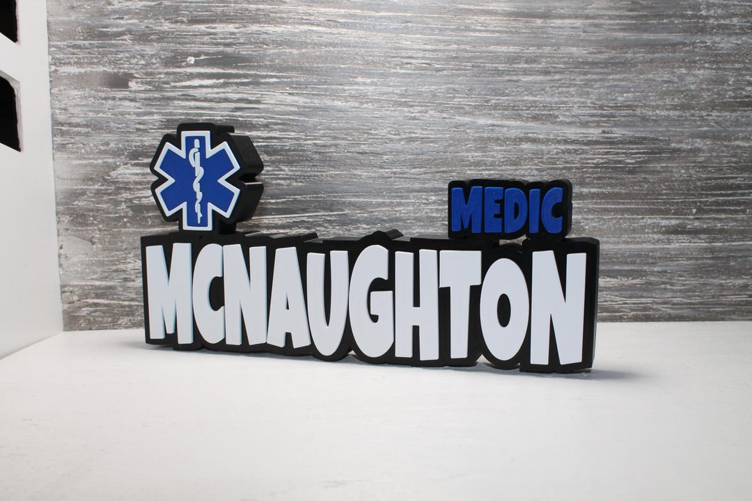 Personalized Medic Sign: 3D Printed EMT Gift With Star of Life Name ...