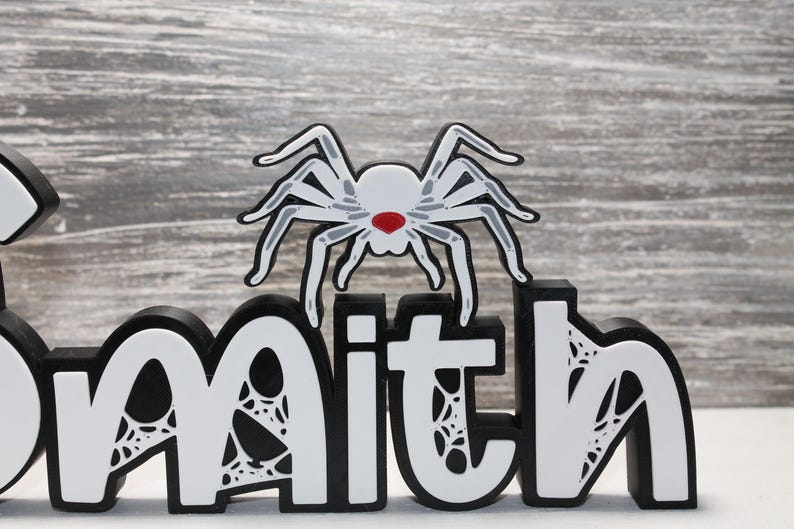 Personalized Halloween Name Plate – Custom Spider Web & Spider Desk or ...