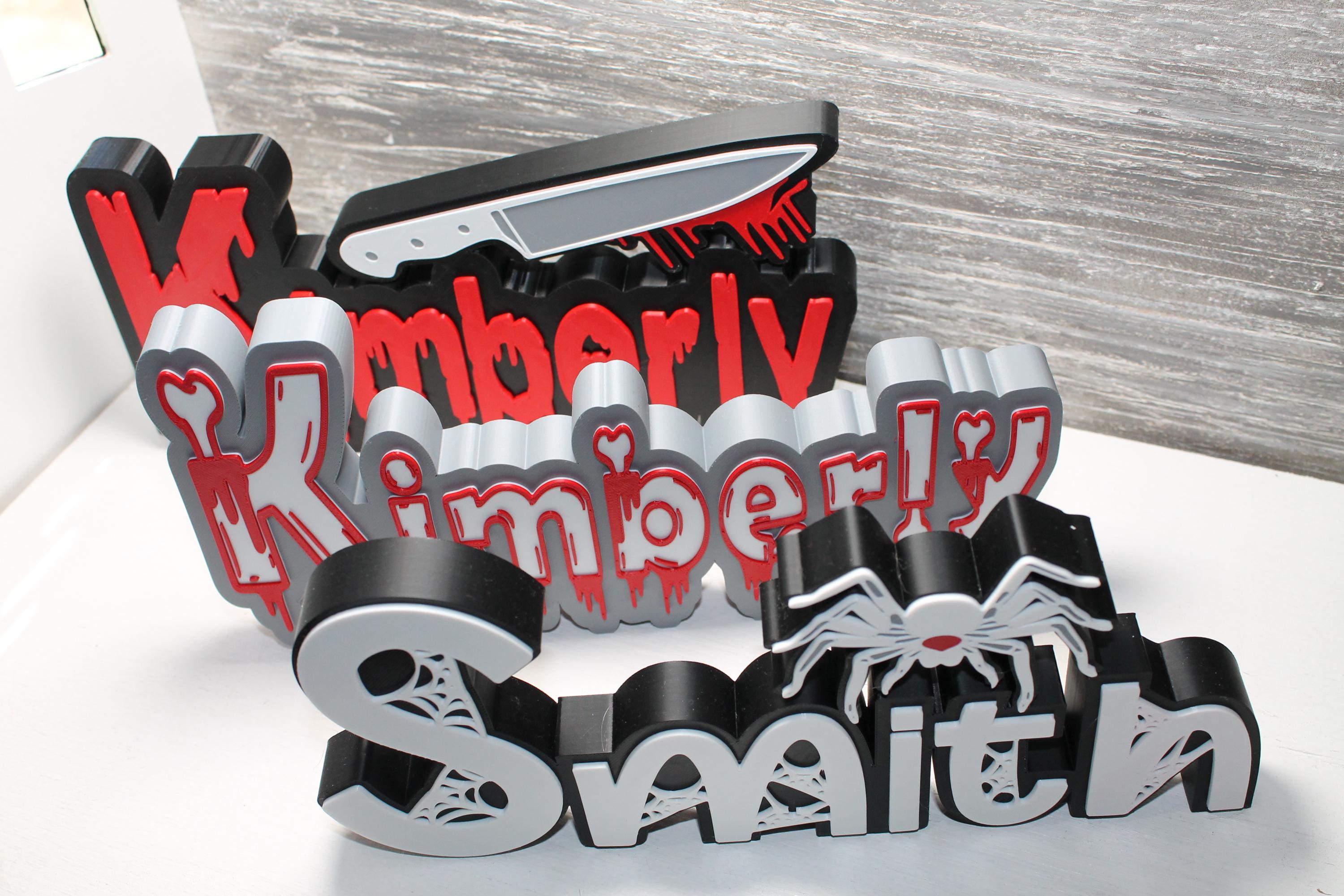 Personalized Halloween Name Plate – Custom Spider Web & Spider Desk or ...