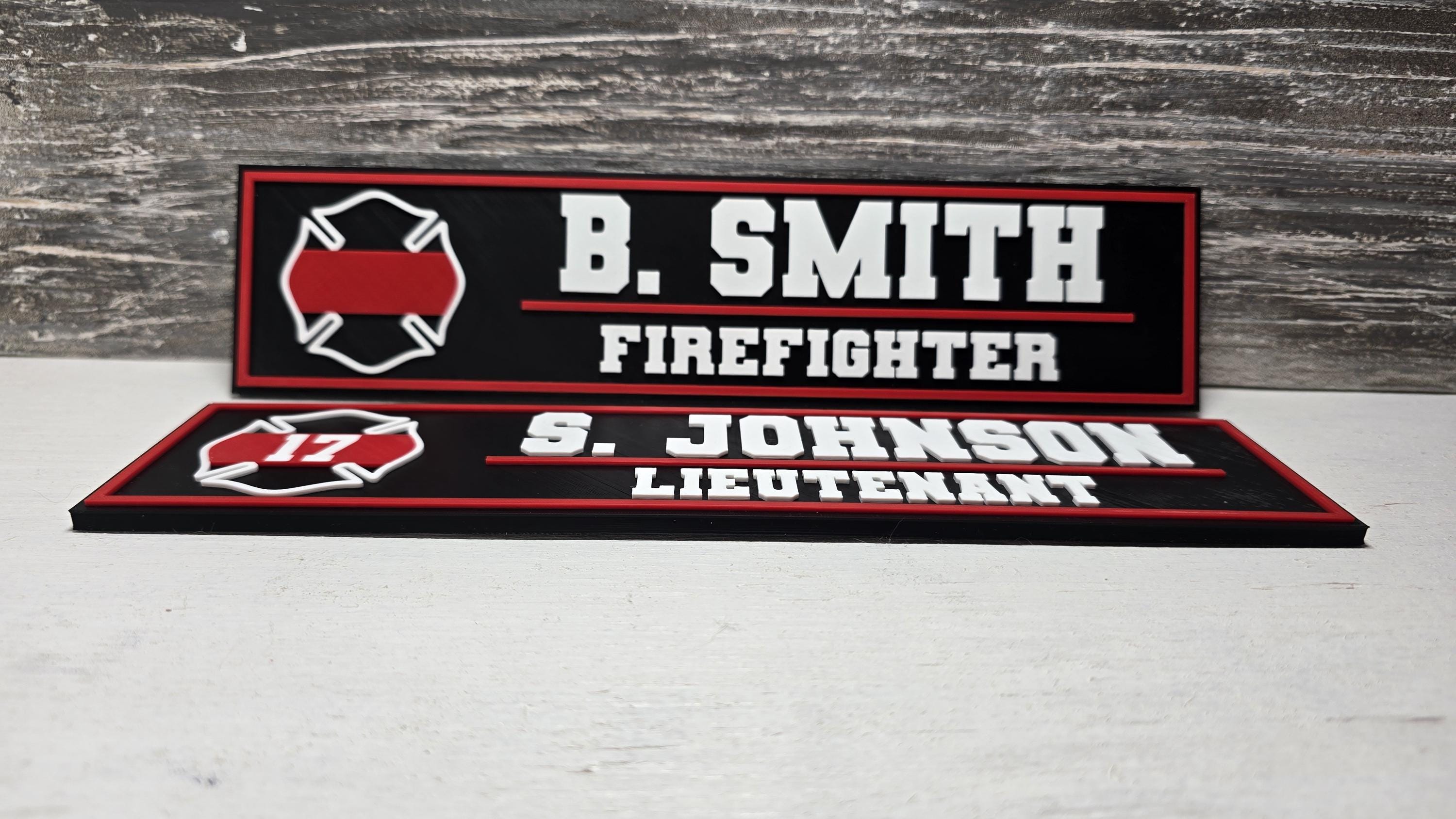 Personalized Firefighter Name Plate | Custom Fire Department Desk Sign ...