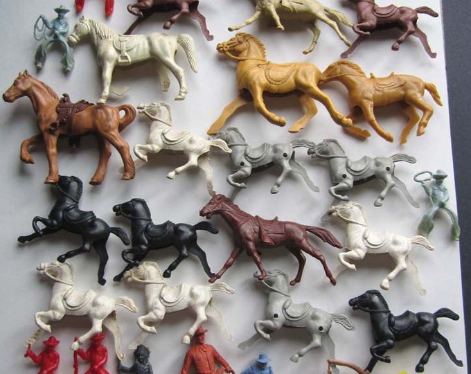 1950s Cowboys, Indians and Horses. Lot of 34. Plastic. Wild West ...