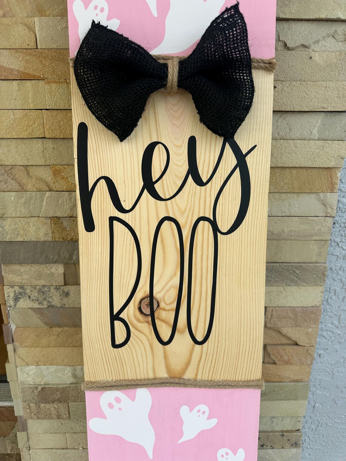 Extra Large Pink Ghost Hey Boo Wooden Front Porch Sign. 9.5x48 ...