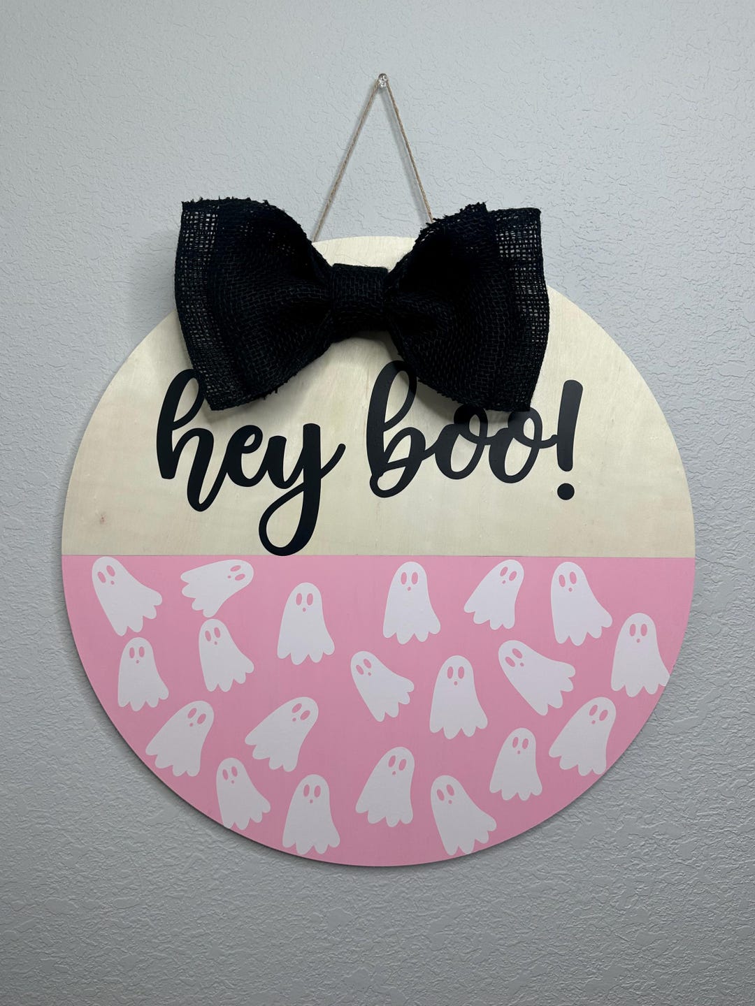 Extra Large 19" Solid Wood Door Hanger. Hey Boo Wooden Sign, Hey Boo ...