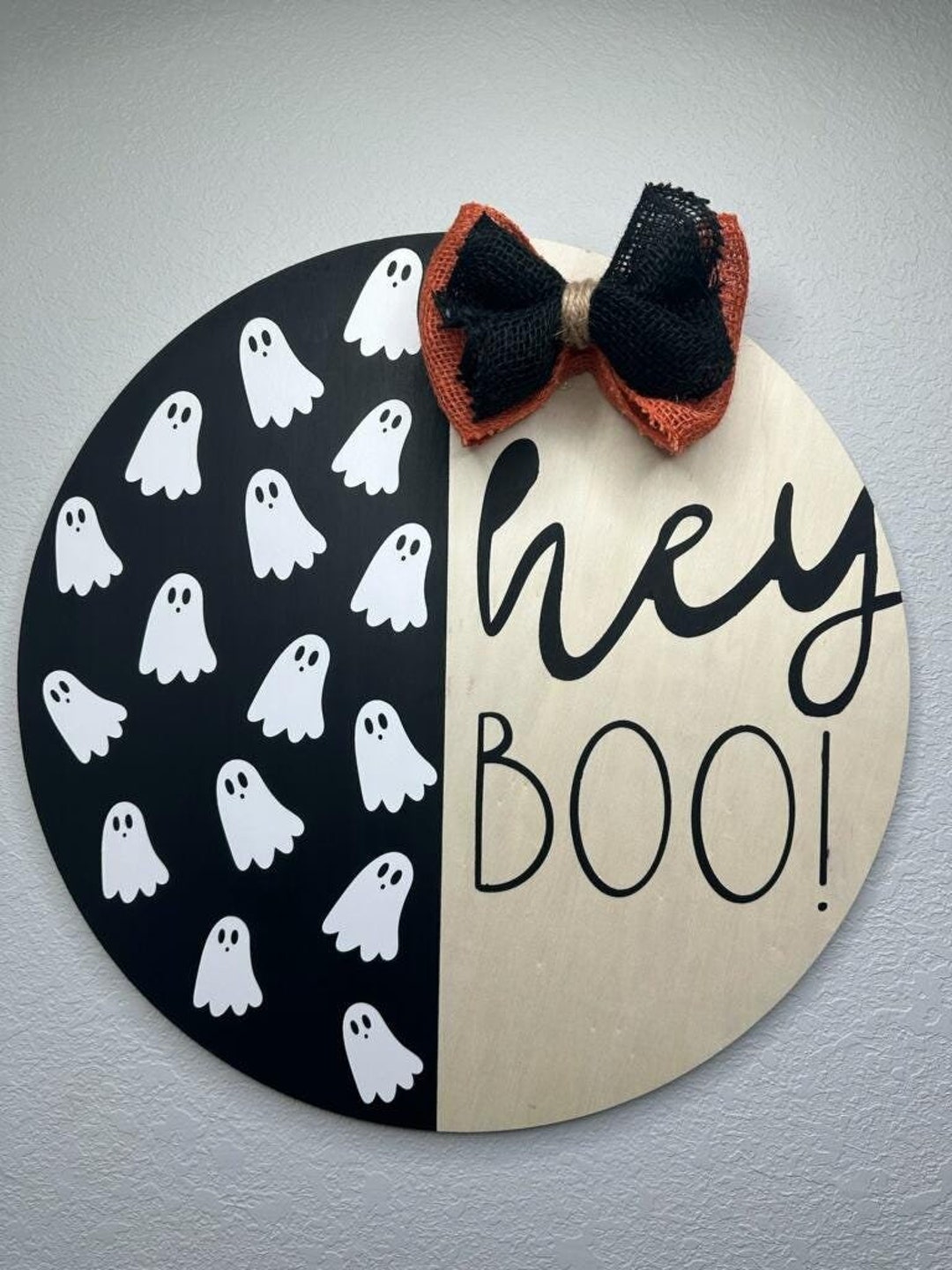 Extra Large 19 Solid Wood Door Hanger. Hey Boo Wooden Sign, Hey Boo ...