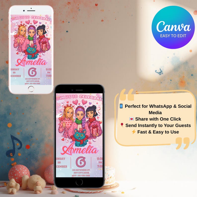 K-pop Demon Hunters Birthday Invitation, Kpop Editable Canva Template ...