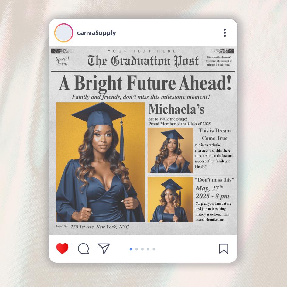 Graduation Newspaper Poster Template, Custom Birthday Newspaper Invite ...