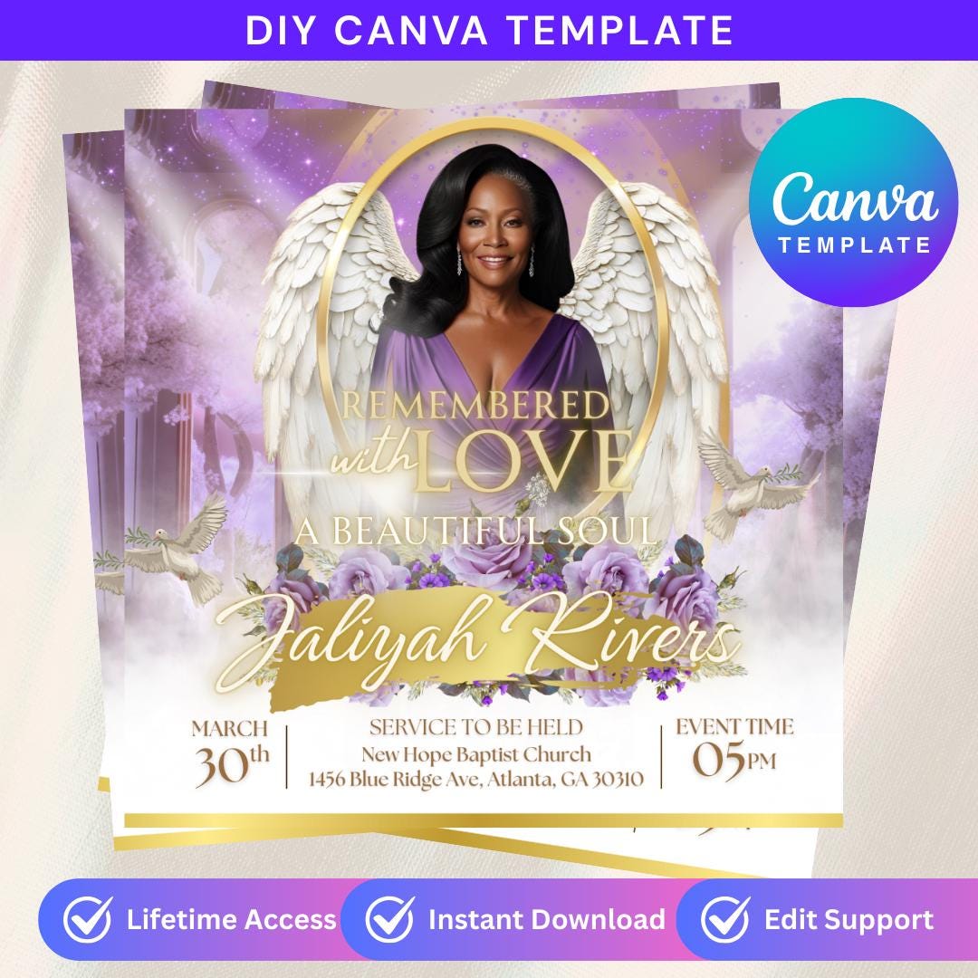 DIY Obituary Template, Funeral Announcement, Digital Memorial ...