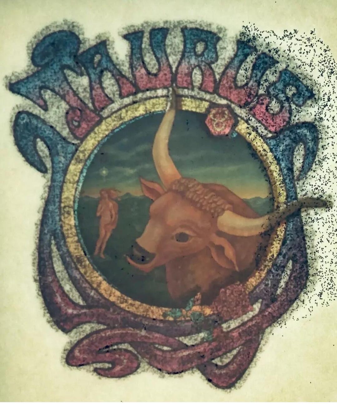 Original Vintage 1970s Taurus Horoscope Glitter Mini Iron on Transfer ...