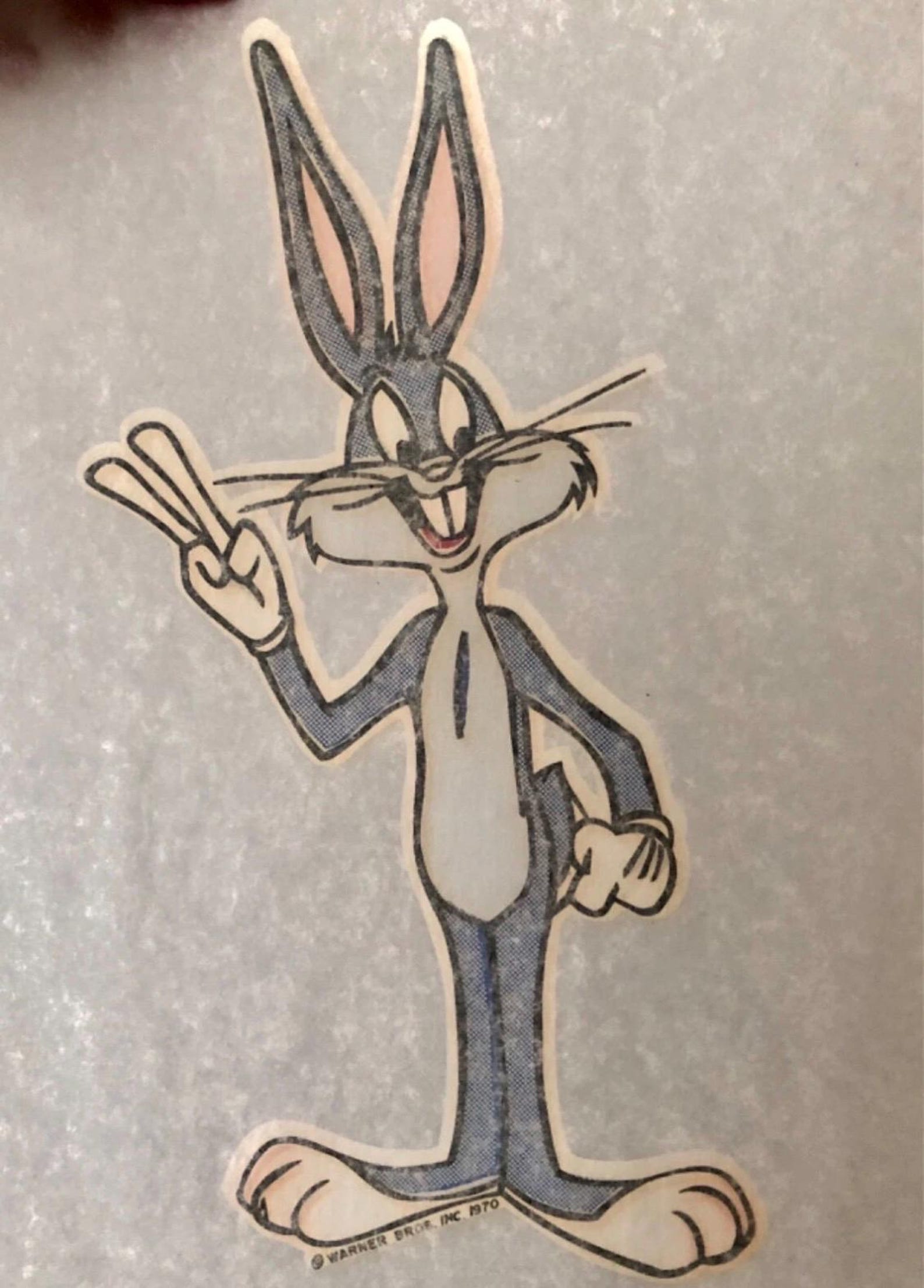 Original Vintage 1970 Bugs Bunny Cartoon Rabbit Peace Sign Iron on ...