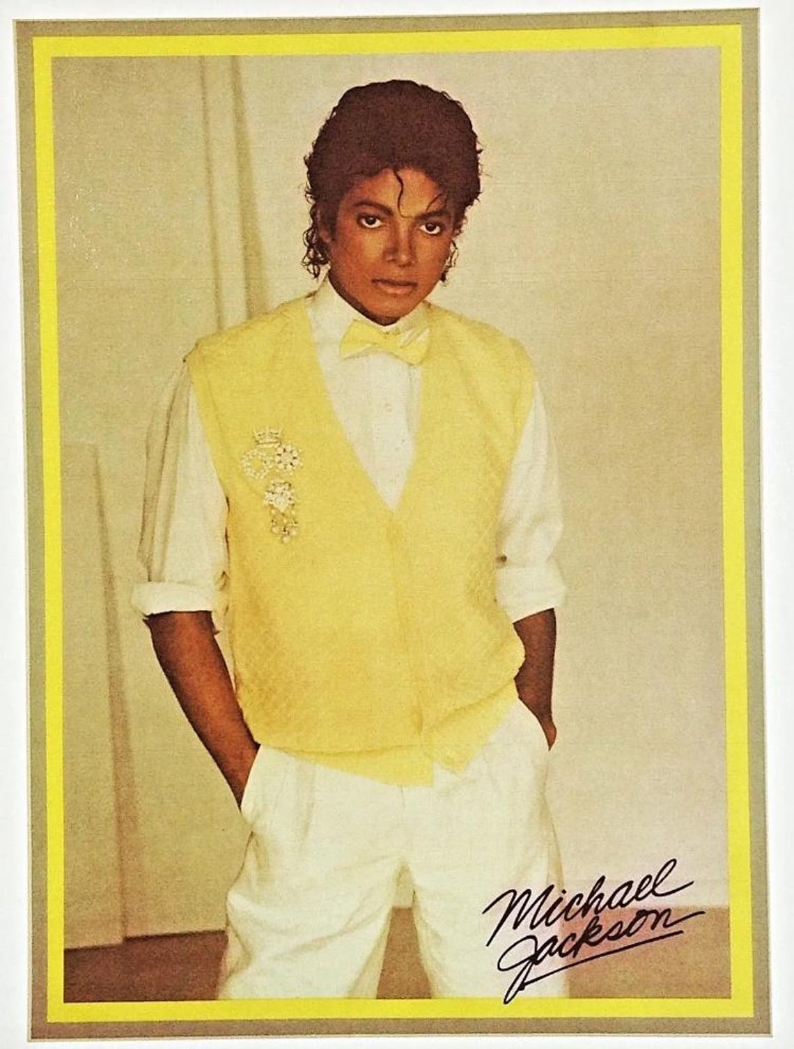 Original Vintage 80s Michael Jackson Yellow Vest Signature Iron on ...